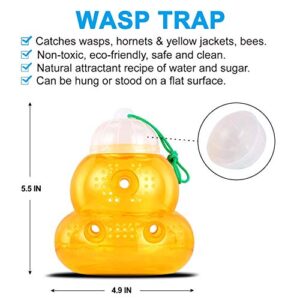 Wasp Trap Bee Traps Jar | Hornet Trap Yellow Jacket Trap Attracts Hornets Yellow Jackets Bees Wasps | Trap & Bee Catchers for Outside | Plastic Wasp Trap for Outdoors Catcher | 2pcs Beehive Wasp Trap