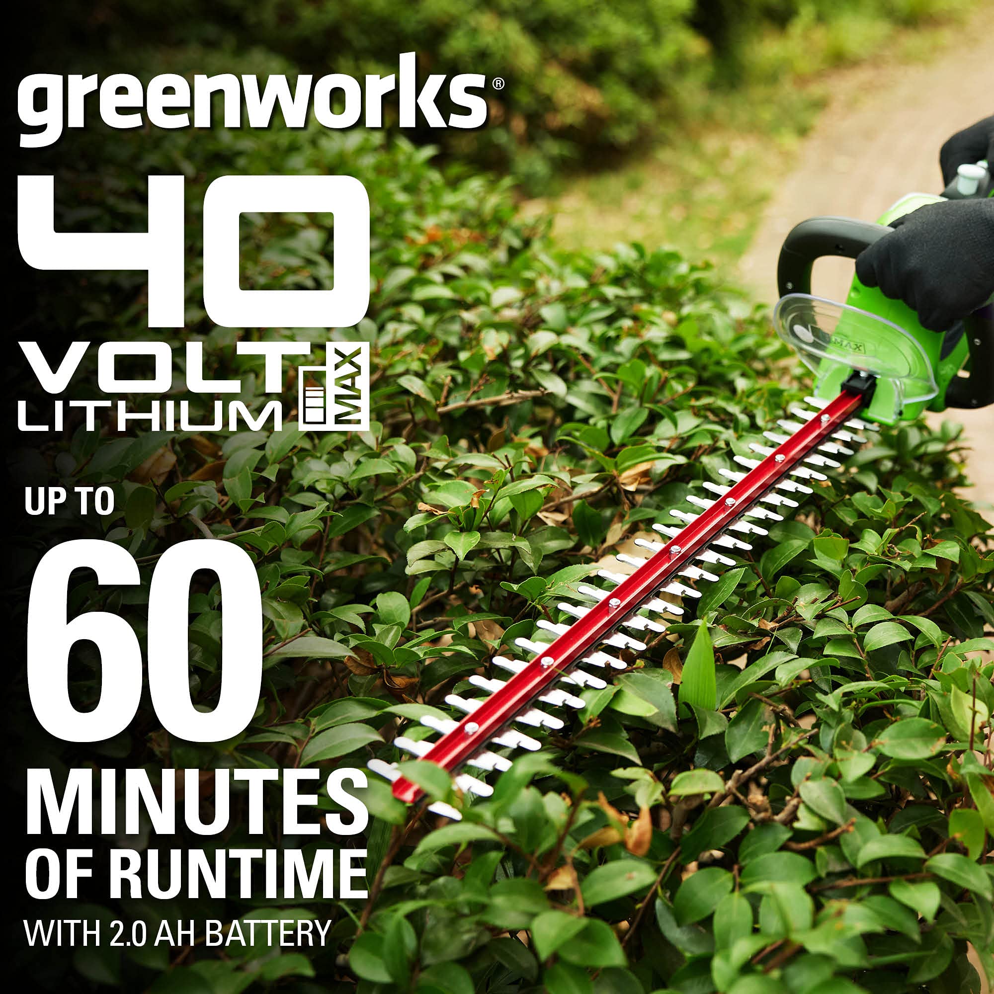 Greenworks 40V 24" Cordless Hedge Trimmer, Tool Only