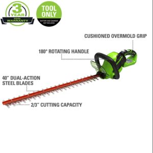 Greenworks 40V 24" Cordless Hedge Trimmer, Tool Only