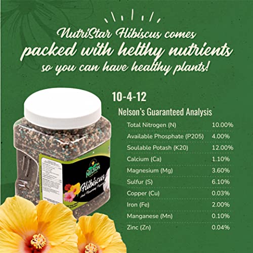 Nelson Plant Food - NutriStar Hibiscus Fertilizer - Outdoor and Indoor Plant Food - Tropical Hibiscus Fertilizer For All Flowering Tropical Plants