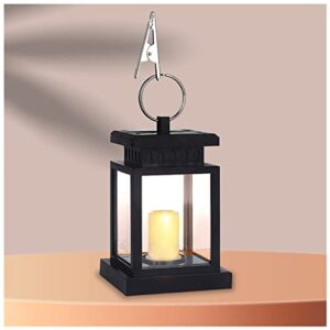 solar lanterns outdoor waterproof, garden hanging flickering flameless led candle lighting, solar powered lights for decorative yard, table, patio, umbrella, black