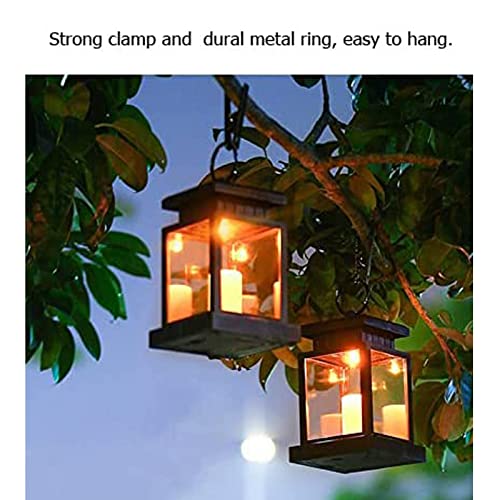 Solar Lanterns Outdoor Waterproof, Garden Hanging Flickering Flameless LED Candle Lighting, Solar Powered Lights for Decorative Yard, Table, Patio, Umbrella, Black