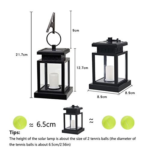 Solar Lanterns Outdoor Waterproof, Garden Hanging Flickering Flameless LED Candle Lighting, Solar Powered Lights for Decorative Yard, Table, Patio, Umbrella, Black