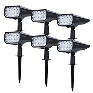 ketive solar outdoor lights garden, 15 leds bright solar landscape spotlights waterproof, auto-on/off last a whole night yard lights, warm white, 6 pack