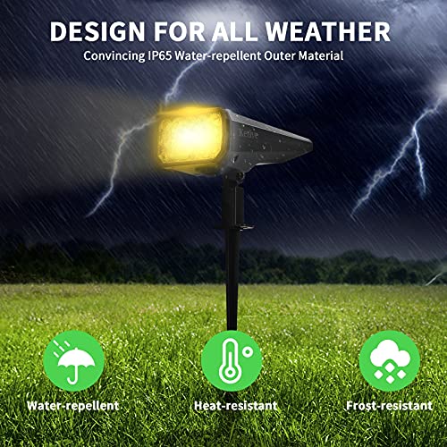 ketive Solar Outdoor Lights Garden, 15 LEDs Bright Solar Landscape Spotlights Waterproof, Auto-ON/Off Last a Whole Night Yard Lights, Warm White, 6 Pack