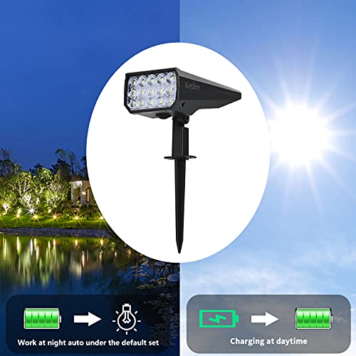 ketive Solar Outdoor Lights Garden, 15 LEDs Bright Solar Landscape Spotlights Waterproof, Auto-ON/Off Last a Whole Night Yard Lights, Warm White, 6 Pack