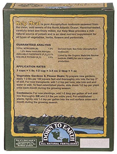 Down to Earth Organic Kelp Meal Fertilizer Mix 1-0.1-2, 0.5 lb