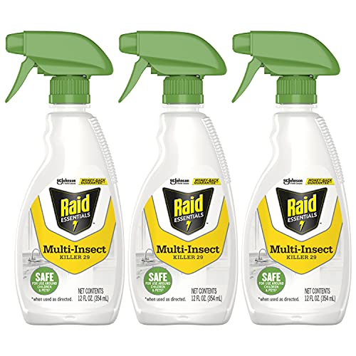 Raid Essentials Multi-Insect Killer Spray Bottle, Child & Pet Safe, for Indoor Use, 12 oz (Pack of 3)