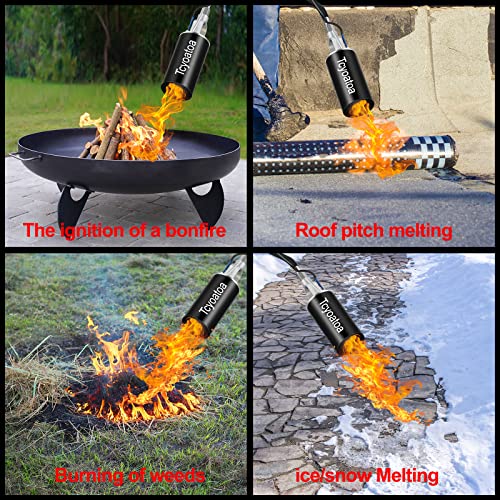 Propane Torch Weed Burner,Flamethrower,Propane Garden Torch,9.8 FT Hose,Gas Bottle Adapter,Heavy Duty Output and One-push Electronic Button Igniter,Widly Use for Weeding,Grilling,Ice melting