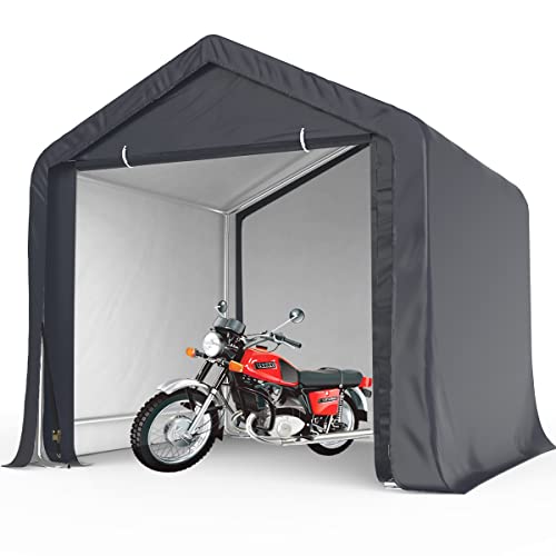 Quictent 6x6 ft Portable Garage Shelter Heavy Duty Car Canopy Carport Outdoor Storage Shed for Motorcycle, Bike or Garden Tools-Gray