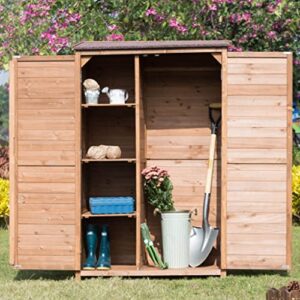 brilliant firm sheds outdoor courtyard storage cabinet garden tool open-air tool storage box open-air storage cabinet easy storage tool box (color : brown, size : 100 * 60 * 160cm)