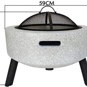 LEAYAN Garden Fire Pit Portable Grill Barbecue Rack Outdoor Fire Pits Fire Bowl, Magnesia Barbecue Grill, for Outdoor Garden Fire Pit Heating/Barbecuing, Garden Terrace for Camping Backyard, White