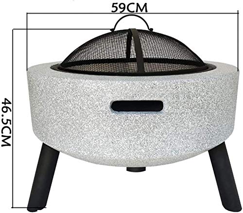 LEAYAN Garden Fire Pit Portable Grill Barbecue Rack Outdoor Fire Pits Fire Bowl, Magnesia Barbecue Grill, for Outdoor Garden Fire Pit Heating/Barbecuing, Garden Terrace for Camping Backyard, White