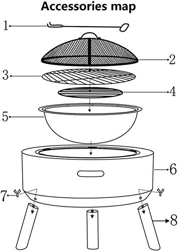 LEAYAN Garden Fire Pit Portable Grill Barbecue Rack Outdoor Fire Pits Fire Bowl, Magnesia Barbecue Grill, for Outdoor Garden Fire Pit Heating/Barbecuing, Garden Terrace for Camping Backyard, White