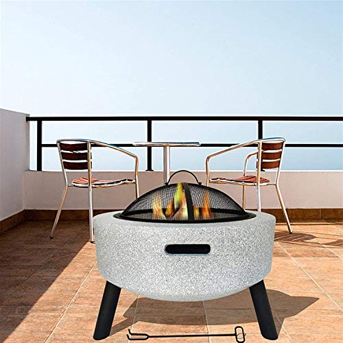 LEAYAN Garden Fire Pit Portable Grill Barbecue Rack Outdoor Fire Pits Fire Bowl, Magnesia Barbecue Grill, for Outdoor Garden Fire Pit Heating/Barbecuing, Garden Terrace for Camping Backyard, White