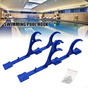 TPALPKT Pool Pole Hanger Leaf Rakes Vacuum Hose with Screw Purpose Brushes Multi Holder Garden Skimmers Tools Outdoor Plastic Blue