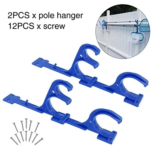 TPALPKT Pool Pole Hanger Leaf Rakes Vacuum Hose with Screw Purpose Brushes Multi Holder Garden Skimmers Tools Outdoor Plastic Blue