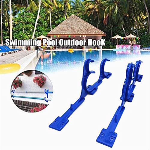 TPALPKT Pool Pole Hanger Leaf Rakes Vacuum Hose with Screw Purpose Brushes Multi Holder Garden Skimmers Tools Outdoor Plastic Blue