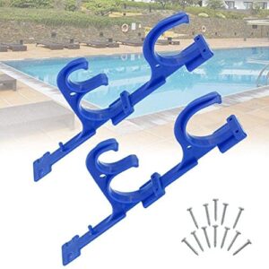 TPALPKT Pool Pole Hanger Leaf Rakes Vacuum Hose with Screw Purpose Brushes Multi Holder Garden Skimmers Tools Outdoor Plastic Blue