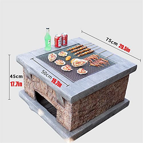 QHYXT Wood Fire Pits Outdoor Outdoor Wood Fire Pit BBQ Grill Table, Backyard Patio Garden Party Barbecue Fireplace, Magnesia Material, Anti-Freezing and Heat-Resistant