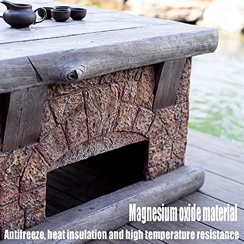 QHYXT Wood Fire Pits Outdoor Outdoor Wood Fire Pit BBQ Grill Table, Backyard Patio Garden Party Barbecue Fireplace, Magnesia Material, Anti-Freezing and Heat-Resistant