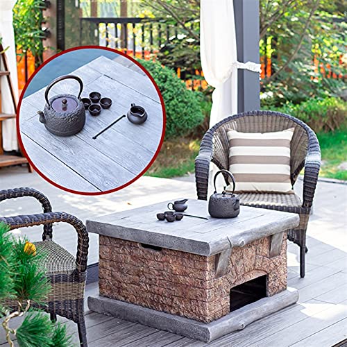 QHYXT Wood Fire Pits Outdoor Outdoor Wood Fire Pit BBQ Grill Table, Backyard Patio Garden Party Barbecue Fireplace, Magnesia Material, Anti-Freezing and Heat-Resistant