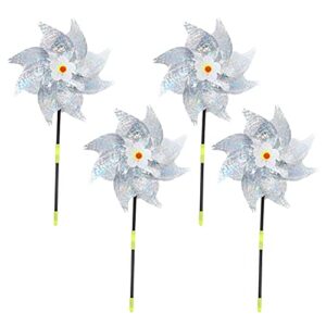 happyyami 4 pcs anti- bird reflective pinwheels radiant bird blinder bird deterrent garden spinners effectively keep birds away for yard garden farm