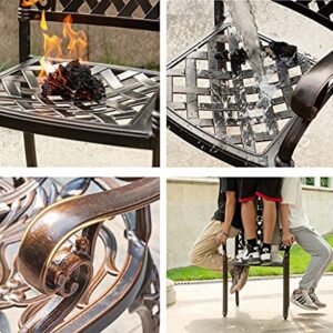 Wood Fire Pits Outdoor Outdoor Garden Barbecue Table - Wood Burning Fire Pit, Backyard Patio Table and Chair Set, Heavy-Duty BBQ Cooking Table, with 6 Chairs