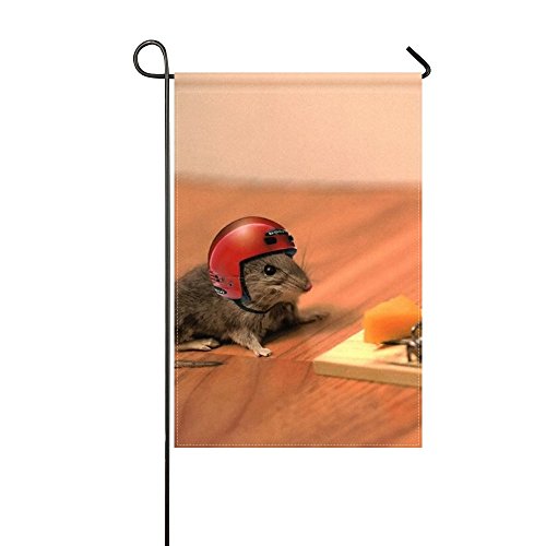 DongGan Garden Flag Mouse Cheese Mouse Trap Helmet Funny Situation 12x18 Inches(Without Flagpole)