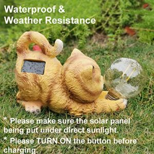 Cat Outdoor-Decorative Garden Sculptures Statue - Adorable Cat Solar Outdoor Figurine Light,Waterproof Outdoor Garden Patio Decor