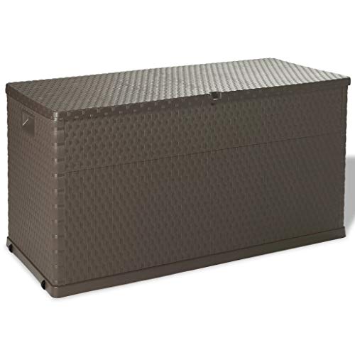 Tidyard Garden Storage Deck Box Lockable Storage Container All Weather Outdoor Cushion and Tools Organizer Brown for Patio, Lawn, Poolside, Indoor Outdoor 47.2 x 22.05 x 24.8 Inches (L x W x H)