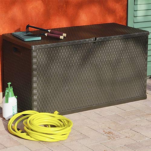 Tidyard Garden Storage Deck Box Lockable Storage Container All Weather Outdoor Cushion and Tools Organizer Brown for Patio, Lawn, Poolside, Indoor Outdoor 47.2 x 22.05 x 24.8 Inches (L x W x H)