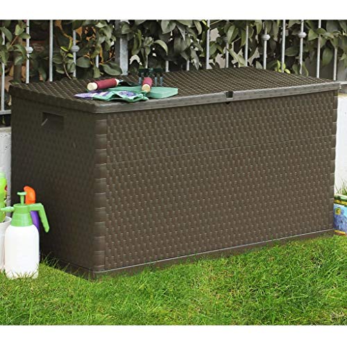 Tidyard Garden Storage Deck Box Lockable Storage Container All Weather Outdoor Cushion and Tools Organizer Brown for Patio, Lawn, Poolside, Indoor Outdoor 47.2 x 22.05 x 24.8 Inches (L x W x H)