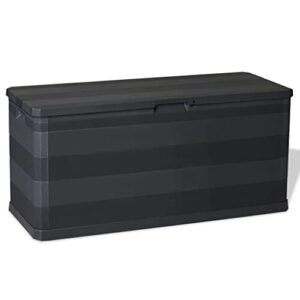 loibinfen patio storage box black patio garden outdoor storage container for toys, furniture deck box 46.1″x17.7″x22″ (weight:17.31 lbs)