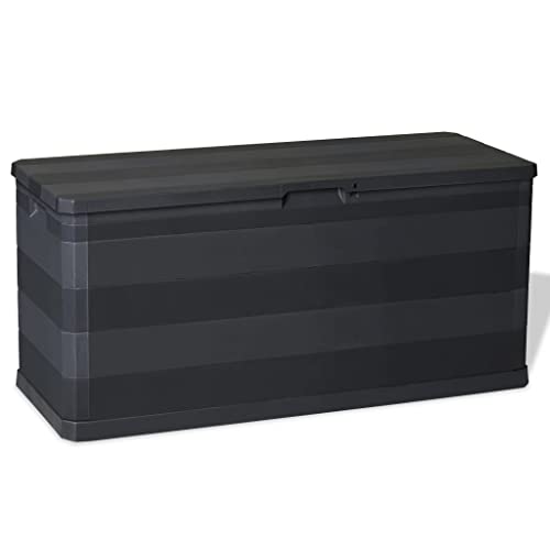 loibinfen Patio Storage Box Black Patio Garden Outdoor Storage Container for Toys, Furniture Deck box 46.1"x17.7"x22" (Weight:17.31 lbs)