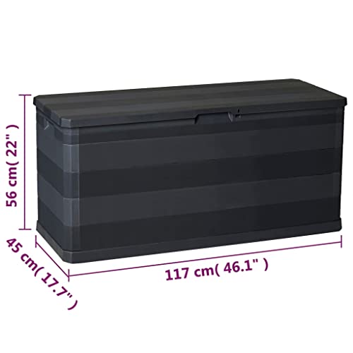 loibinfen Patio Storage Box Black Patio Garden Outdoor Storage Container for Toys, Furniture Deck box 46.1"x17.7"x22" (Weight:17.31 lbs)