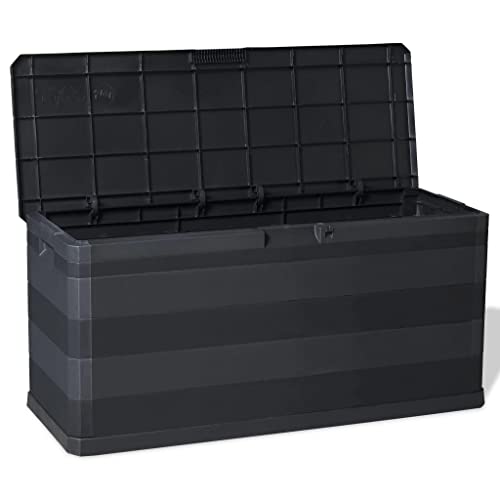 loibinfen Patio Storage Box Black Patio Garden Outdoor Storage Container for Toys, Furniture Deck box 46.1"x17.7"x22" (Weight:17.31 lbs)