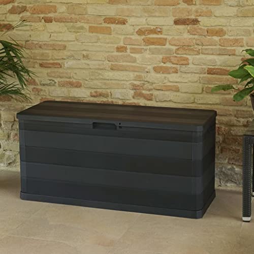 loibinfen Patio Storage Box Black Patio Garden Outdoor Storage Container for Toys, Furniture Deck box 46.1"x17.7"x22" (Weight:17.31 lbs)