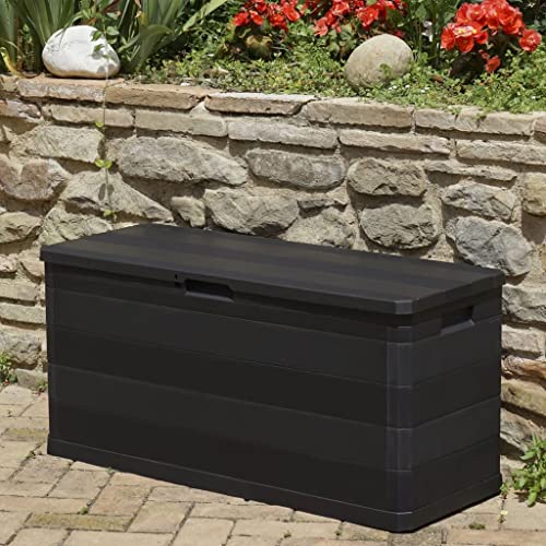 loibinfen Patio Storage Box Black Patio Garden Outdoor Storage Container for Toys, Furniture Deck box 46.1"x17.7"x22" (Weight:17.31 lbs)