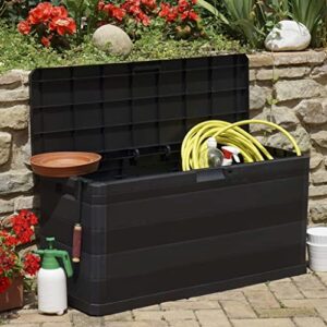 loibinfen Patio Storage Box Black Patio Garden Outdoor Storage Container for Toys, Furniture Deck box 46.1"x17.7"x22" (Weight:17.31 lbs)