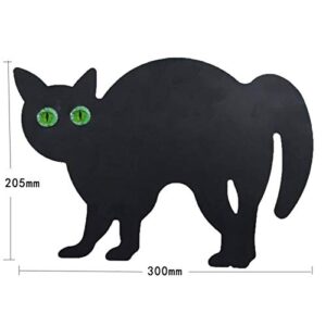 Asodomo 3 Pack Garden Scare Cats with Reflective Eyes, Decorative Metal Cat Silhouette Garden Cat Deterrent Cat Scarer Repells Birds Away for Yard Outdoor and Halloween Decorations