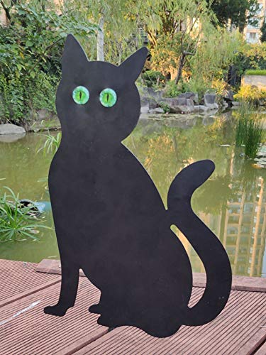 Asodomo 3 Pack Garden Scare Cats with Reflective Eyes, Decorative Metal Cat Silhouette Garden Cat Deterrent Cat Scarer Repells Birds Away for Yard Outdoor and Halloween Decorations