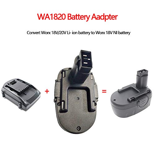 WA1820 for Worx Adapter 18/20V Li-ion Battery to 18V NI Cordless Power Tool WA3127 WA3152 WG150 WG152 WG250 WG541 WG900 WG901（not Battery）