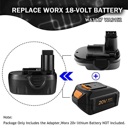 WA1820 for Worx Adapter 18/20V Li-ion Battery to 18V NI Cordless Power Tool WA3127 WA3152 WG150 WG152 WG250 WG541 WG900 WG901（not Battery）