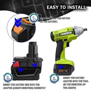 WA1820 for Worx Adapter 18/20V Li-ion Battery to 18V NI Cordless Power Tool WA3127 WA3152 WG150 WG152 WG250 WG541 WG900 WG901（not Battery）