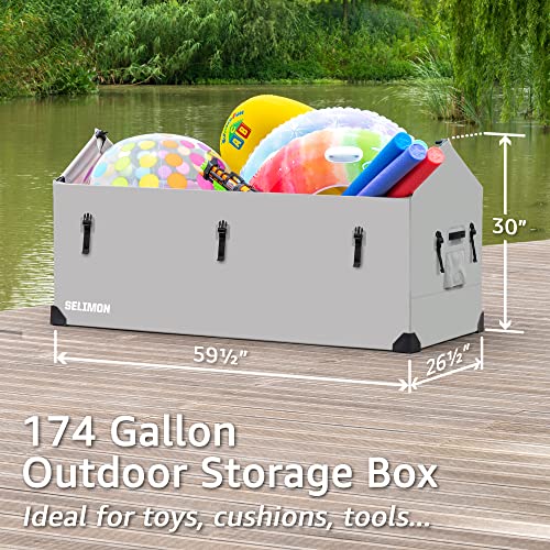 SELIMON 174 US Gallon Outdoor Storage Box Waterproof Soft Shell Tarpaulin Deck Box for Patio Furniture Outdoor Cushions, Throw Pillows, Garden Tools and Pool Toys