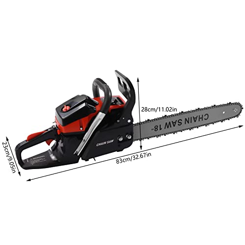 58CC 2 Stroke Gas Chainsaw 18" Gasoline Chain Saw Portable Gas Powered Chain Saws Handed Petrol Woodcutting Saw Set for Cutting Tree, Garden, 4.4HP