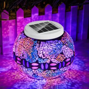 solar glass garden light, solar decor light, solar ball light, mosaic color-changing solar table light, waterproof led night light for party, patio, garden, bedroom, best indoor/outdoor decorations