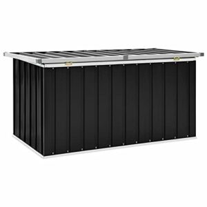 Tidyard Garden Storage Box Galvanized Steel Storage Container Deck Box Garden Tool Organization Anthracite for Patio, Lawn, Poolside, Backyard, Outdoor Furniture 50.8 x 26.4 x 25.6 Inches (W x D x H)