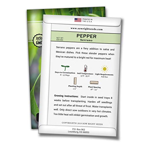 Sow Right Seeds - Serrano Hot Pepper Seed for Planting - Non-GMO Heirloom Packet with Instructions to Plant an Outdoor Home Vegetable Garden - Great Gardening Gift (4)